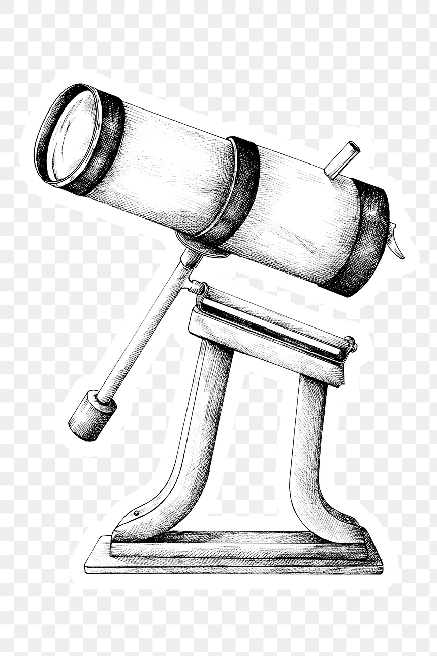 Hand drawn retro telescope sticker | Premium PNG Sticker - rawpixel