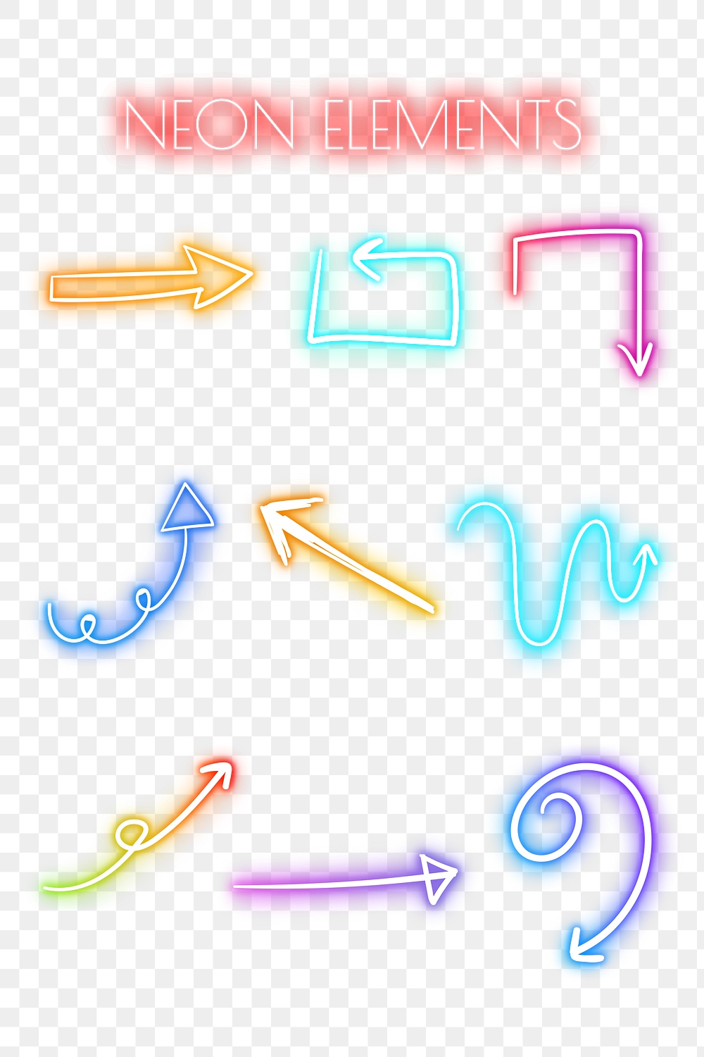 Neon arrows sign set design | Premium PNG - rawpixel
