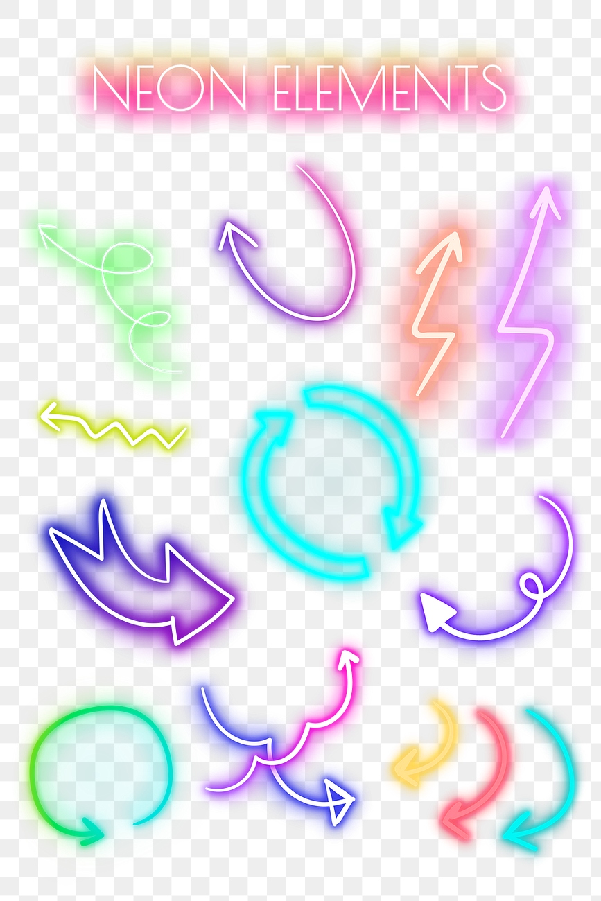 Neon arrows sign set design | Premium PNG - rawpixel