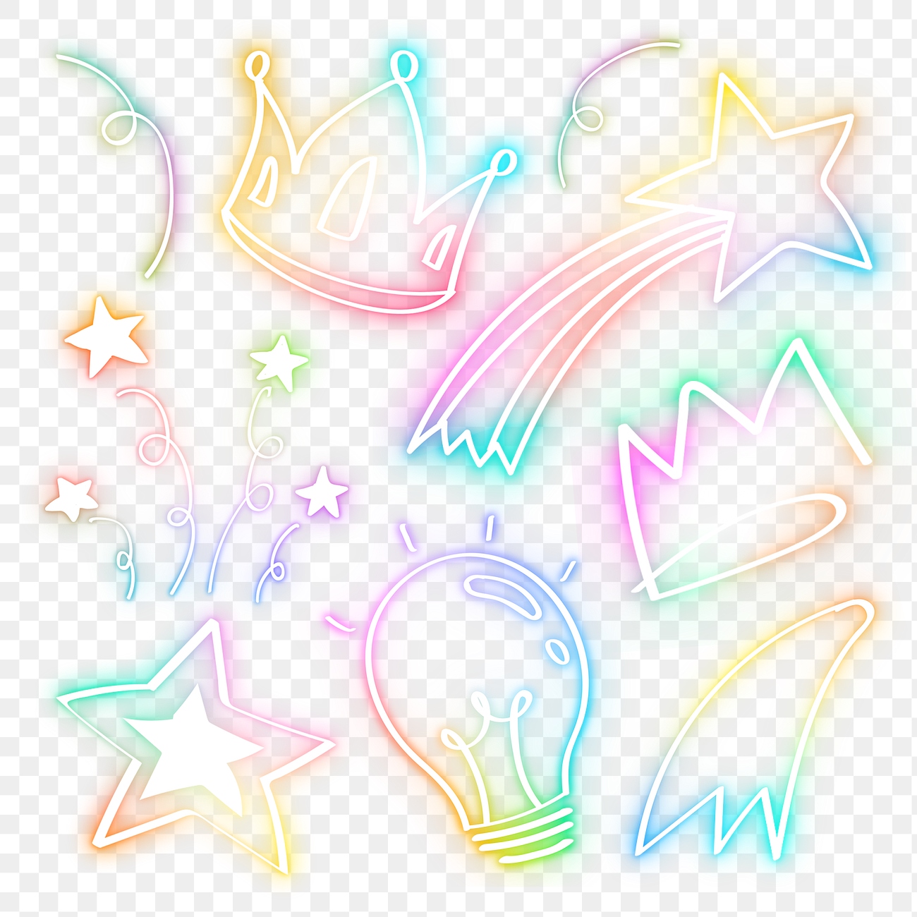 Rainbow neon png glow doodle | Premium PNG - rawpixel