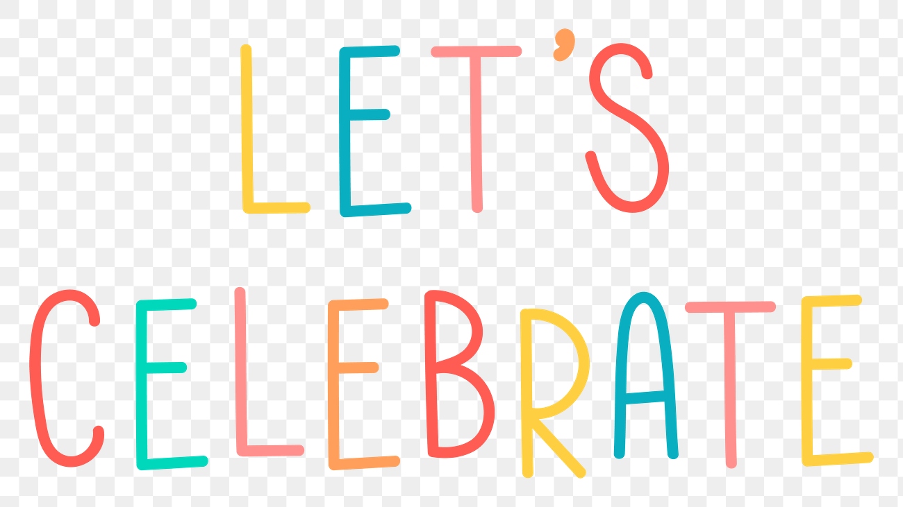 Colorful let's celebrate typography design | Free PNG Sticker - rawpixel