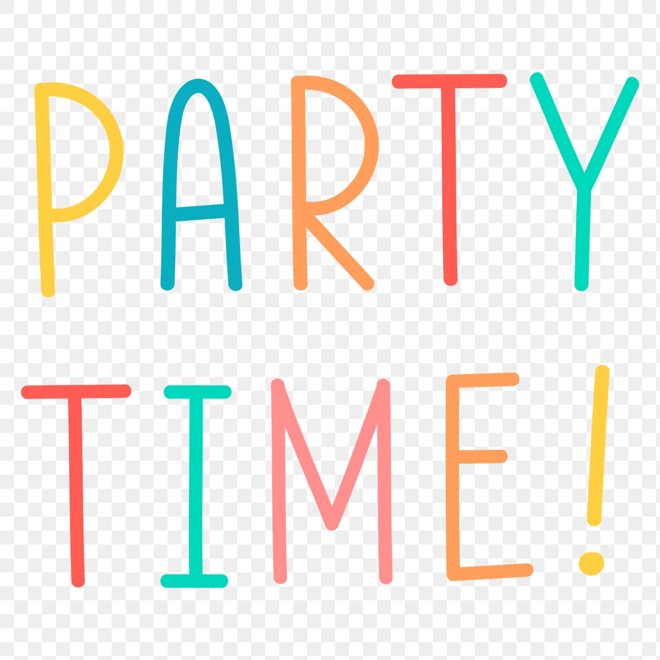 Colorful party time typography design | Free PNG Sticker - rawpixel