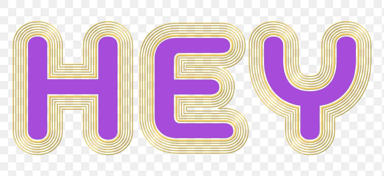 Hey png typography offset stroke | Free PNG Sticker - rawpixel