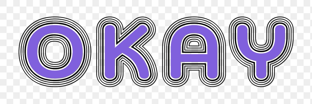 Okay transparent offset stroke lettering | Premium PNG Sticker - rawpixel