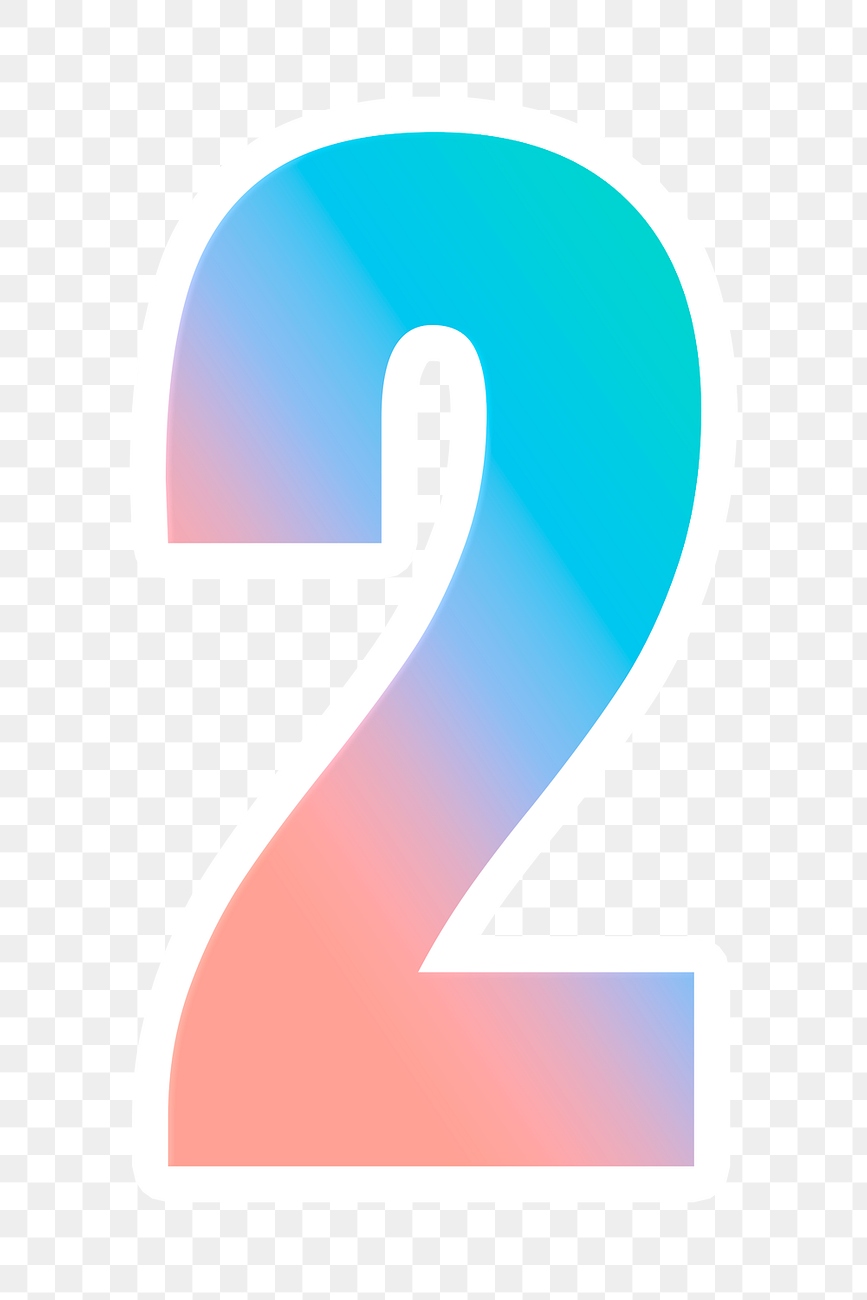 Gradient number 2 font png | Free PNG Sticker - rawpixel