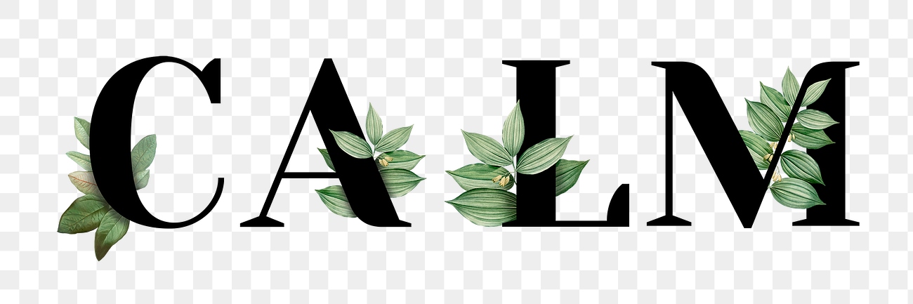 Botanical CALM png word typography | Free PNG Sticker - rawpixel
