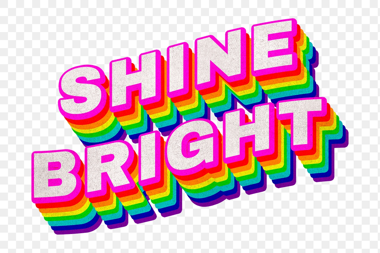 Rainbow word SHINE BRIGHT typography | Premium PNG - rawpixel