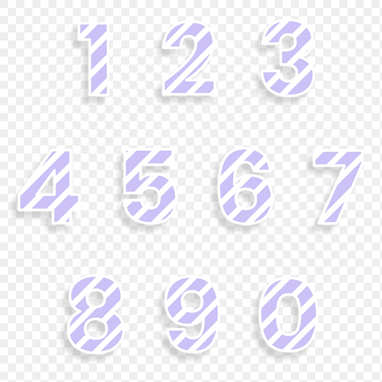 Numbers striped typography png font | Premium PNG - rawpixel