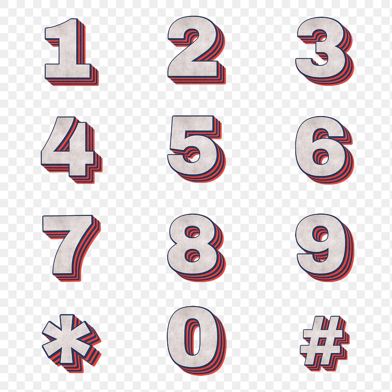 Numbers png retro typography printable | Premium PNG - rawpixel
