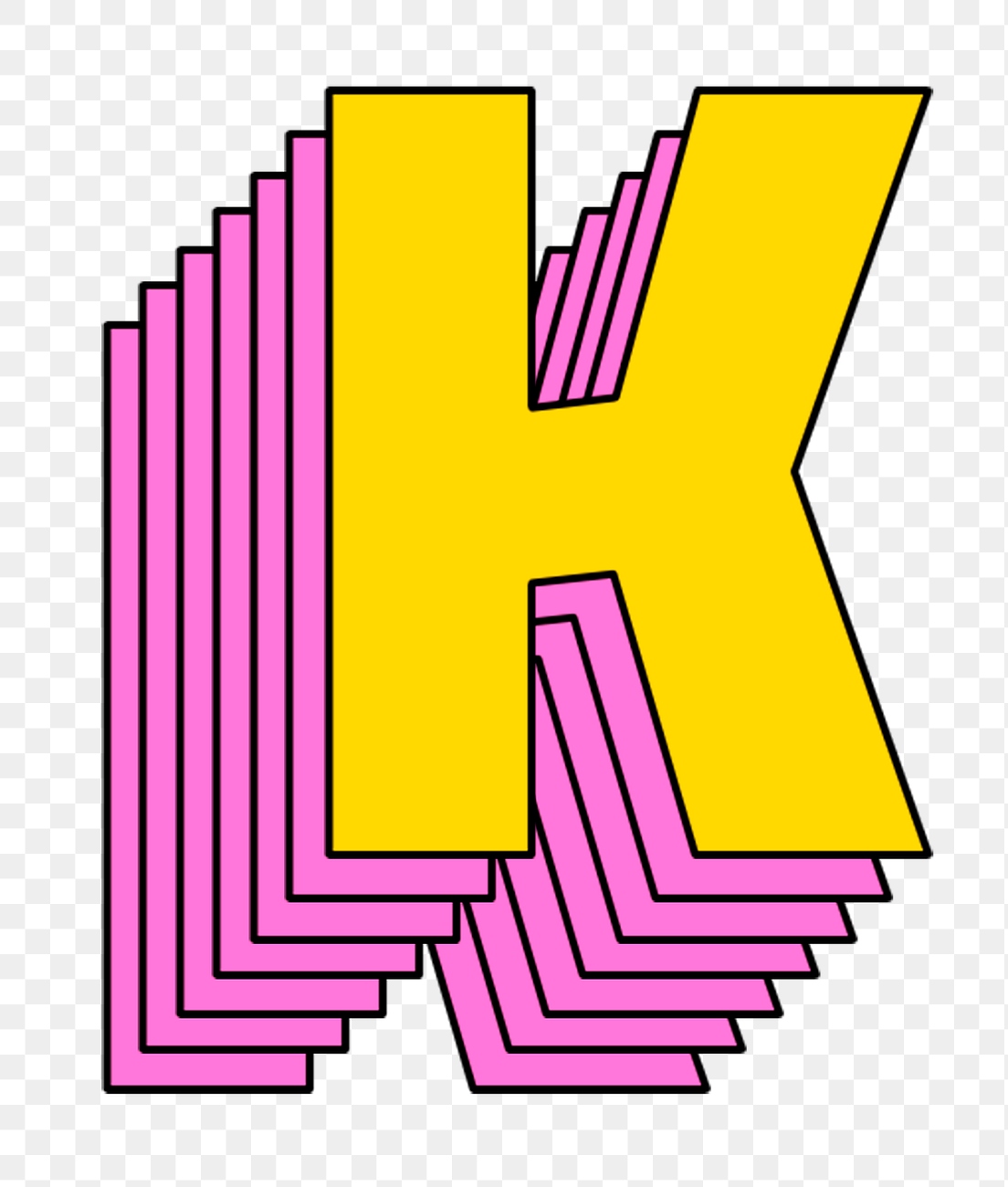 Layered letter k png retro | Premium PNG Sticker - rawpixel