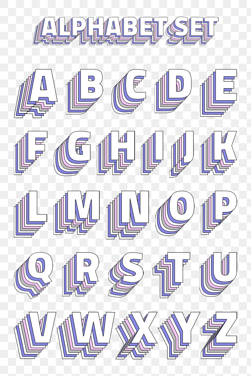 Alphabet png set pastel layered | Premium PNG - rawpixel