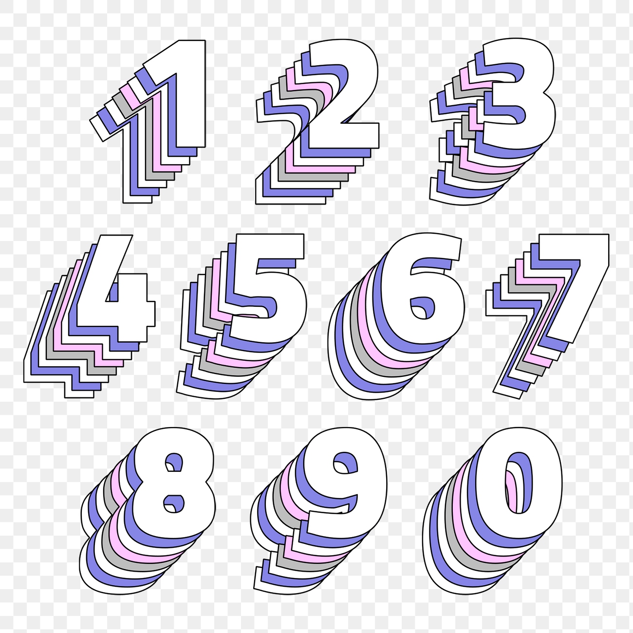 Layered number set png pastel | Premium PNG - rawpixel