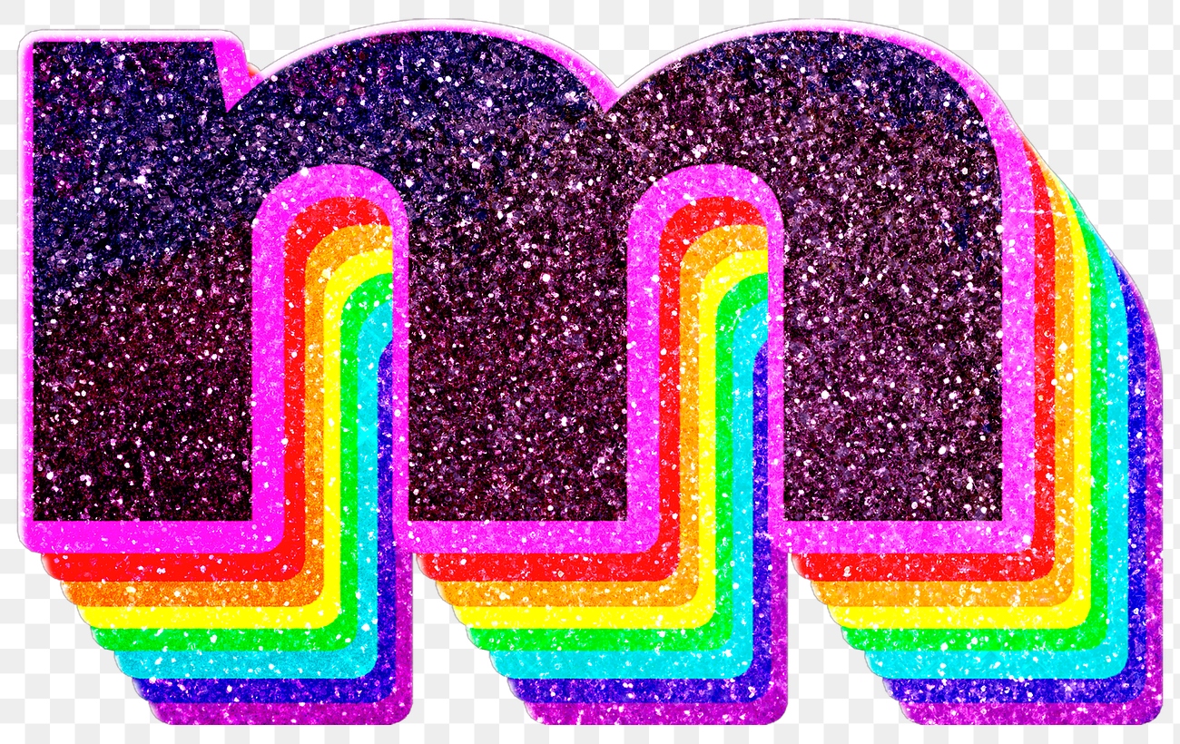 M letter layered rainbow glitter | Premium PNG Sticker - rawpixel