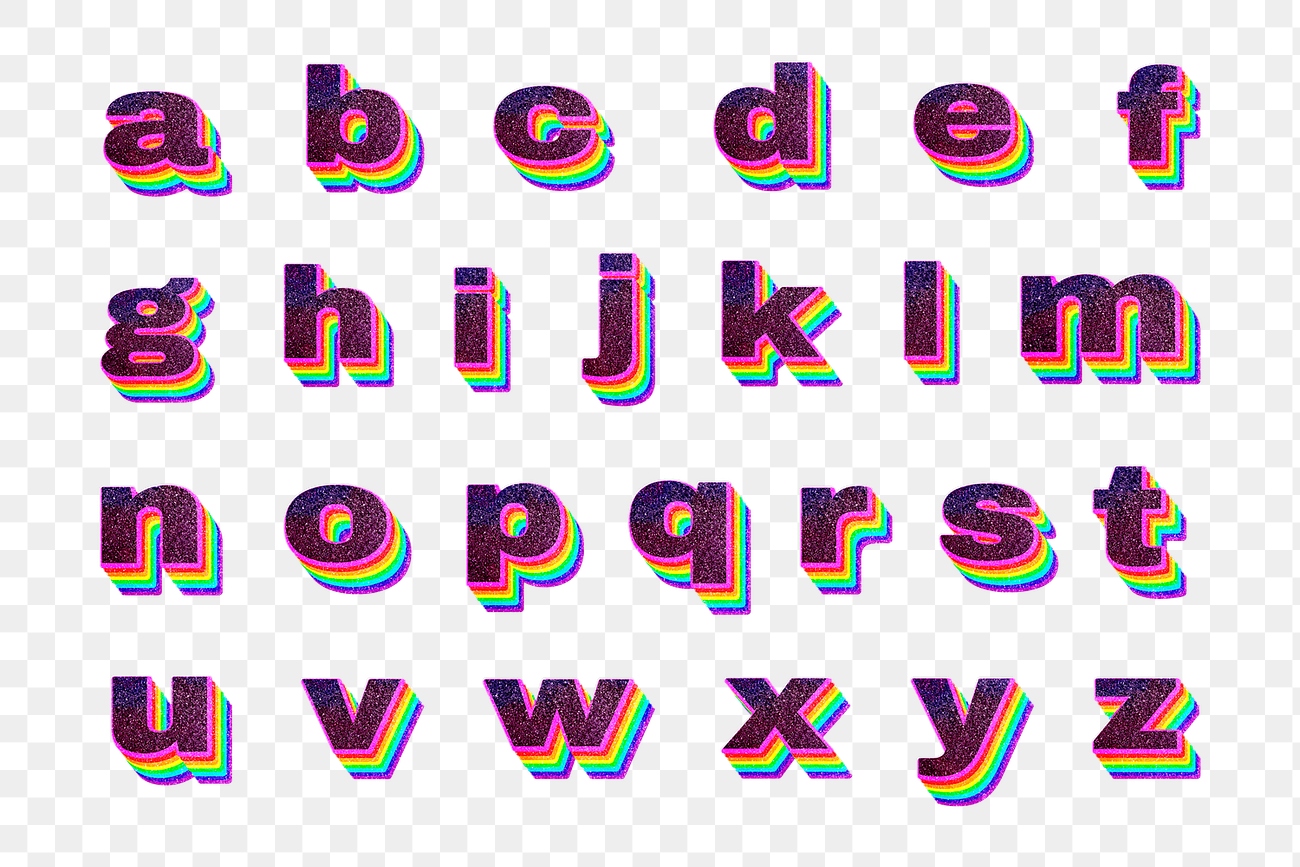 Layered rainbow glitter alphabet png | Free PNG - rawpixel