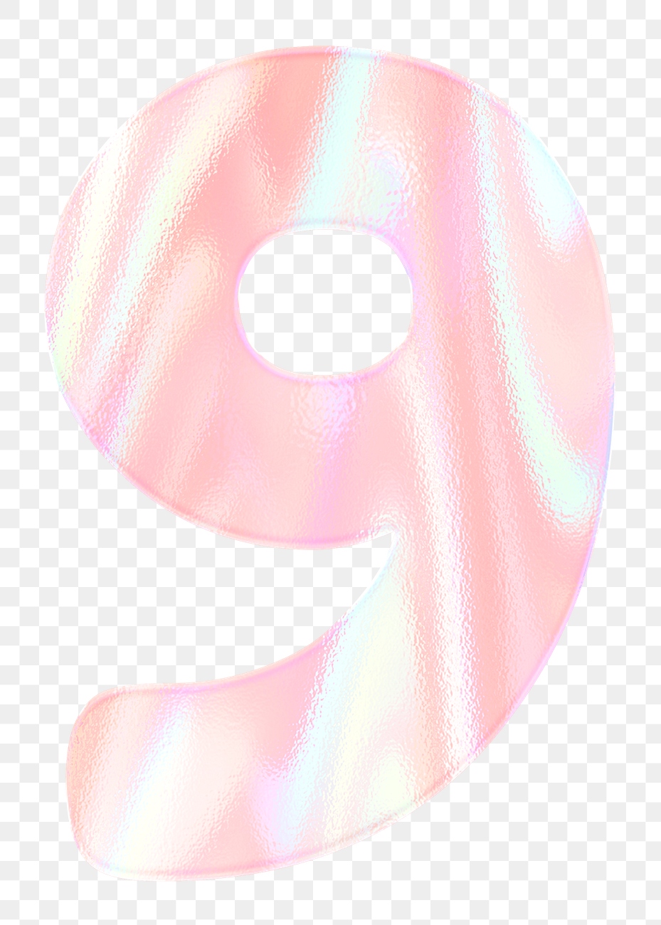 Pastel holographic number nine png | Premium PNG Sticker - rawpixel