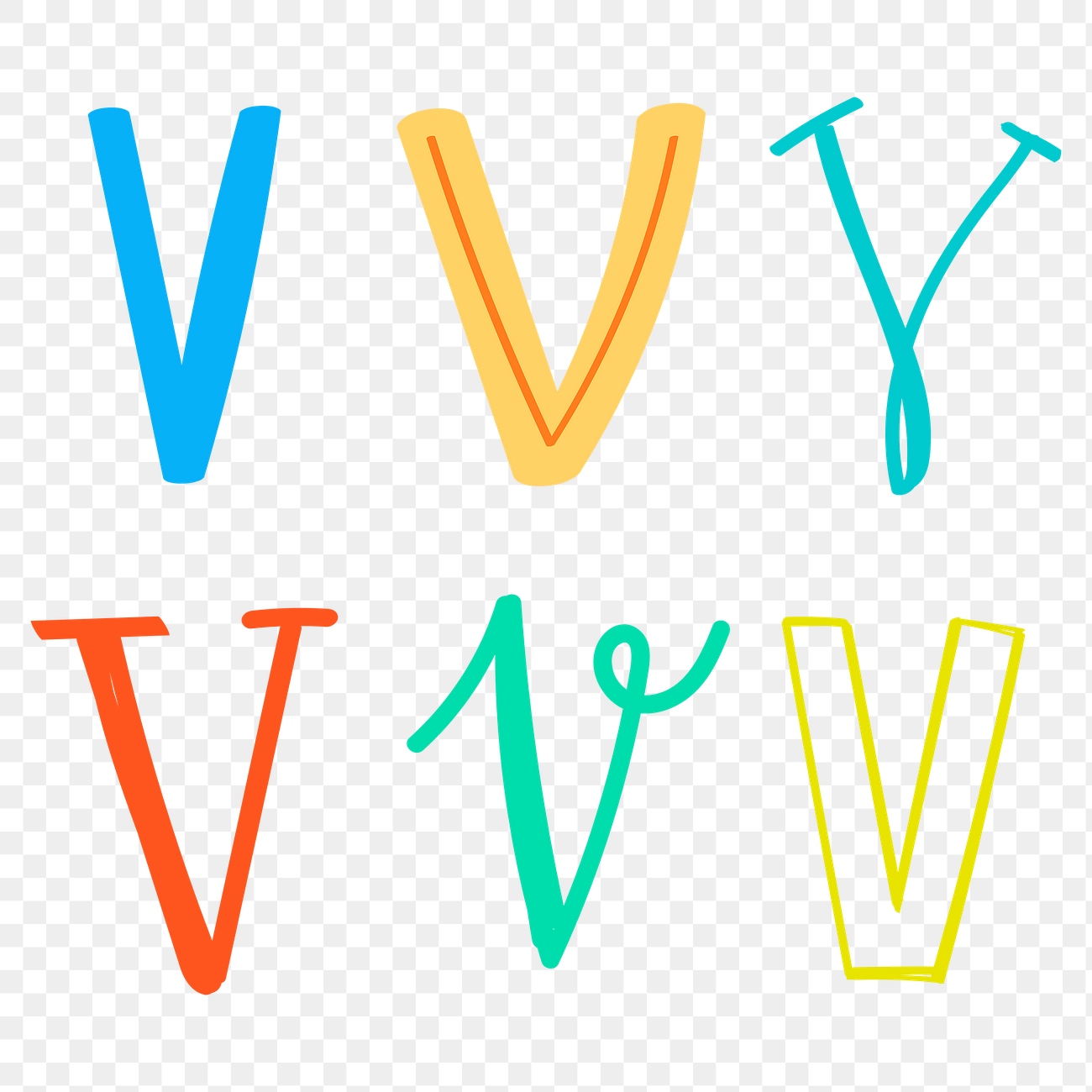 Letter V typography doodle png | Premium PNG - rawpixel