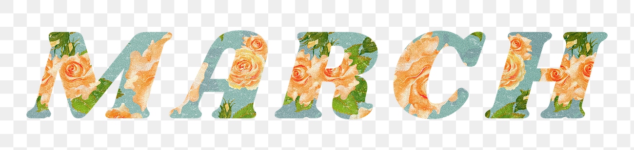 March png floral pattern font | Premium PNG Sticker - rawpixel