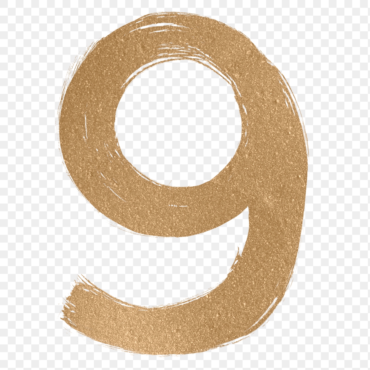 Transparent gold number 9 brushed | Premium PNG Sticker - rawpixel