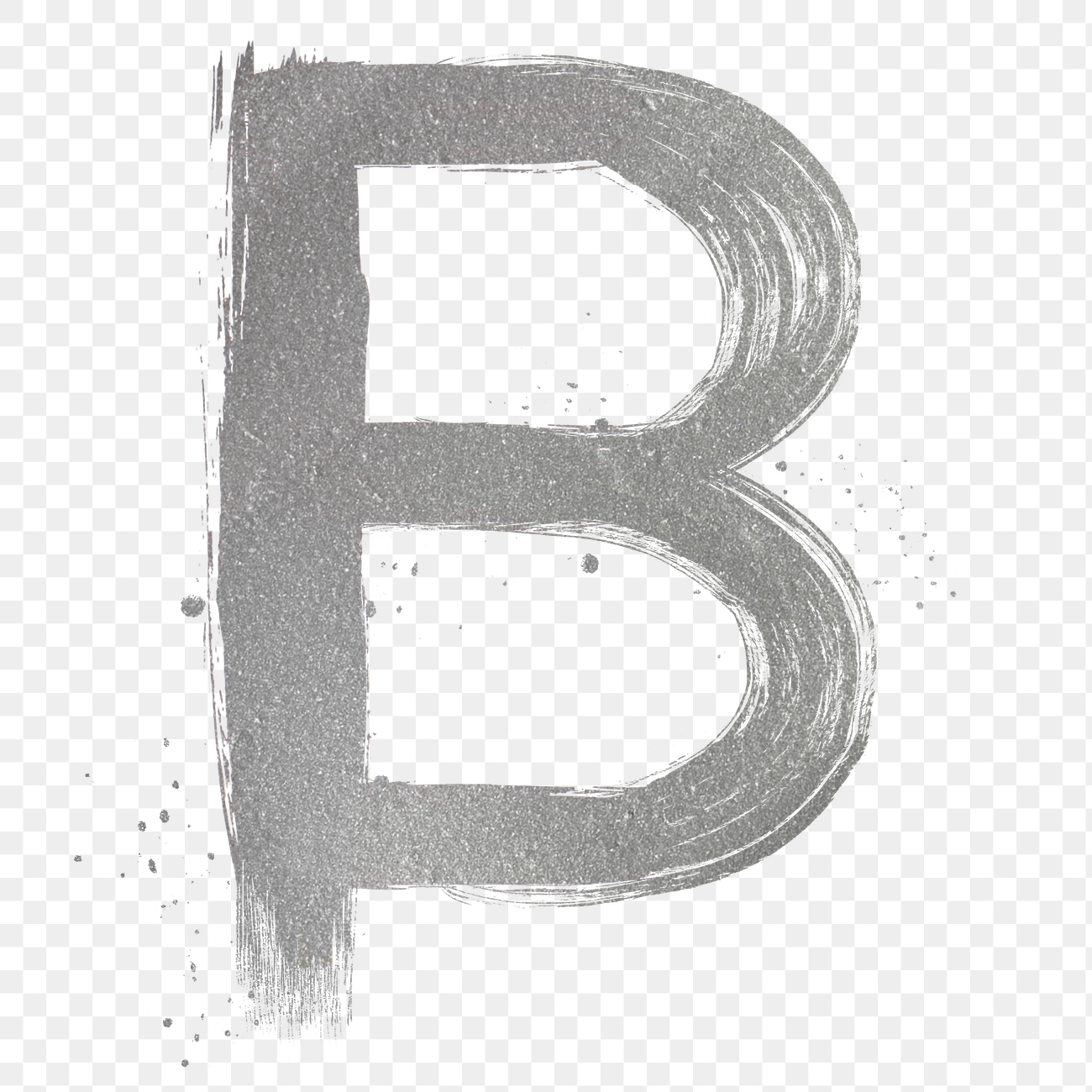 Transparent letter b silver brush | Premium PNG Sticker - rawpixel