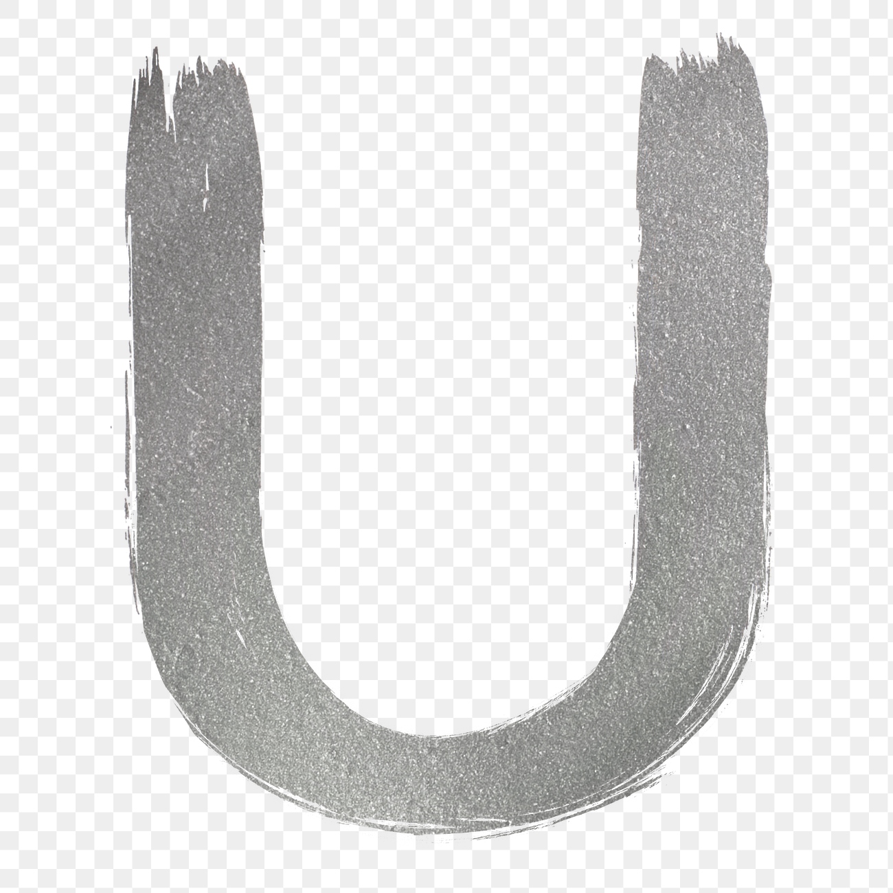 Transparent letter u silver brush | Premium PNG Sticker - rawpixel