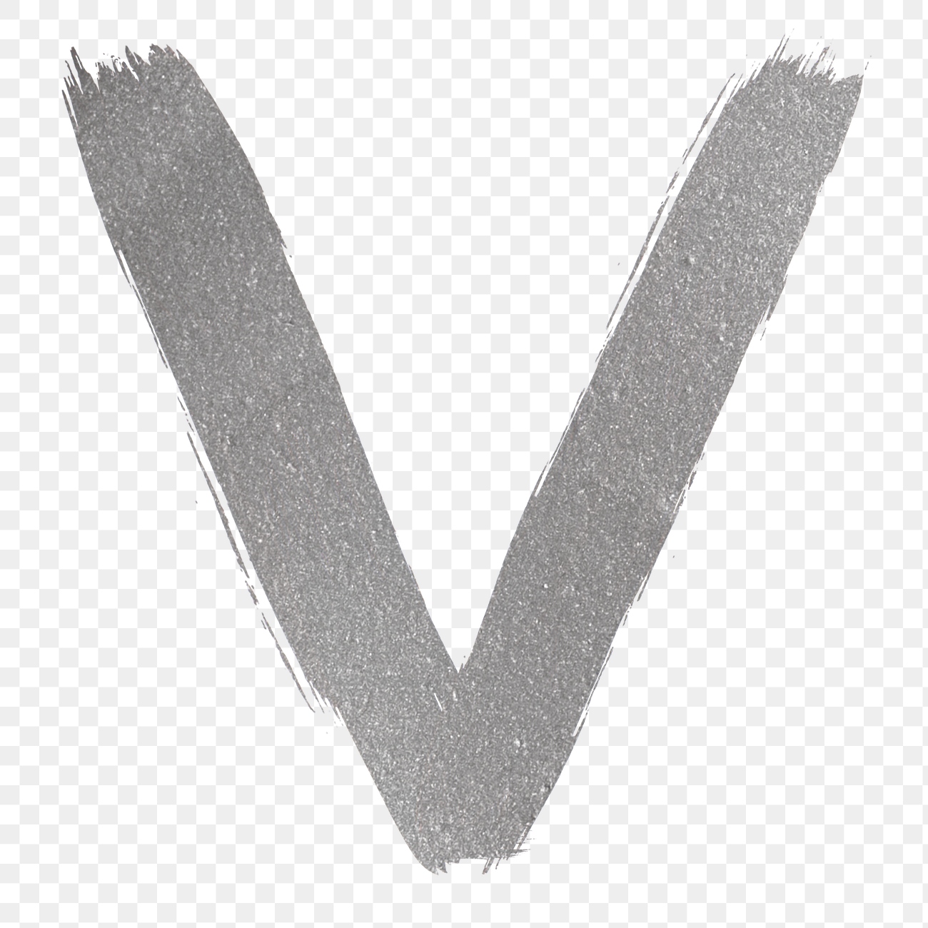 Transparent letter v silver brush | Free PNG Sticker - rawpixel