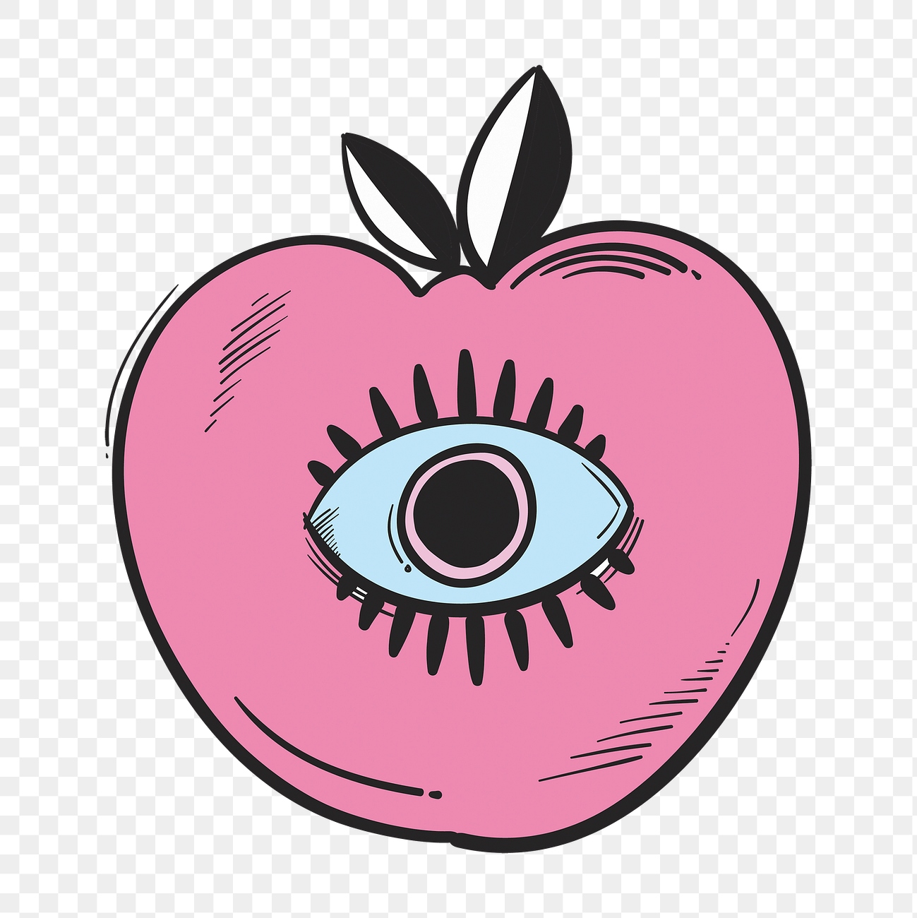 Png apple funky hand drawn | Premium PNG Sticker - rawpixel