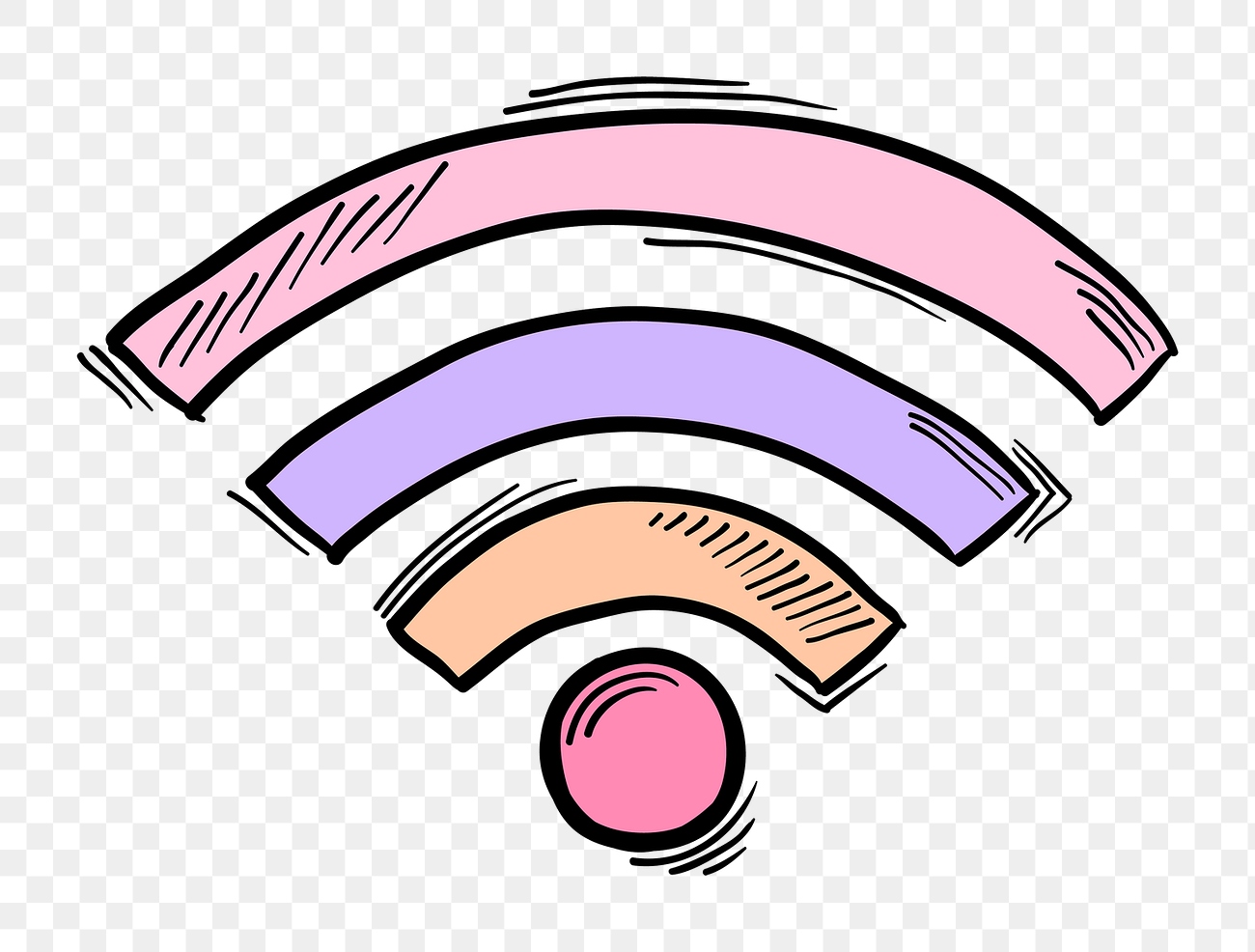 Png wifi funky hand drawn | Premium PNG Sticker - rawpixel