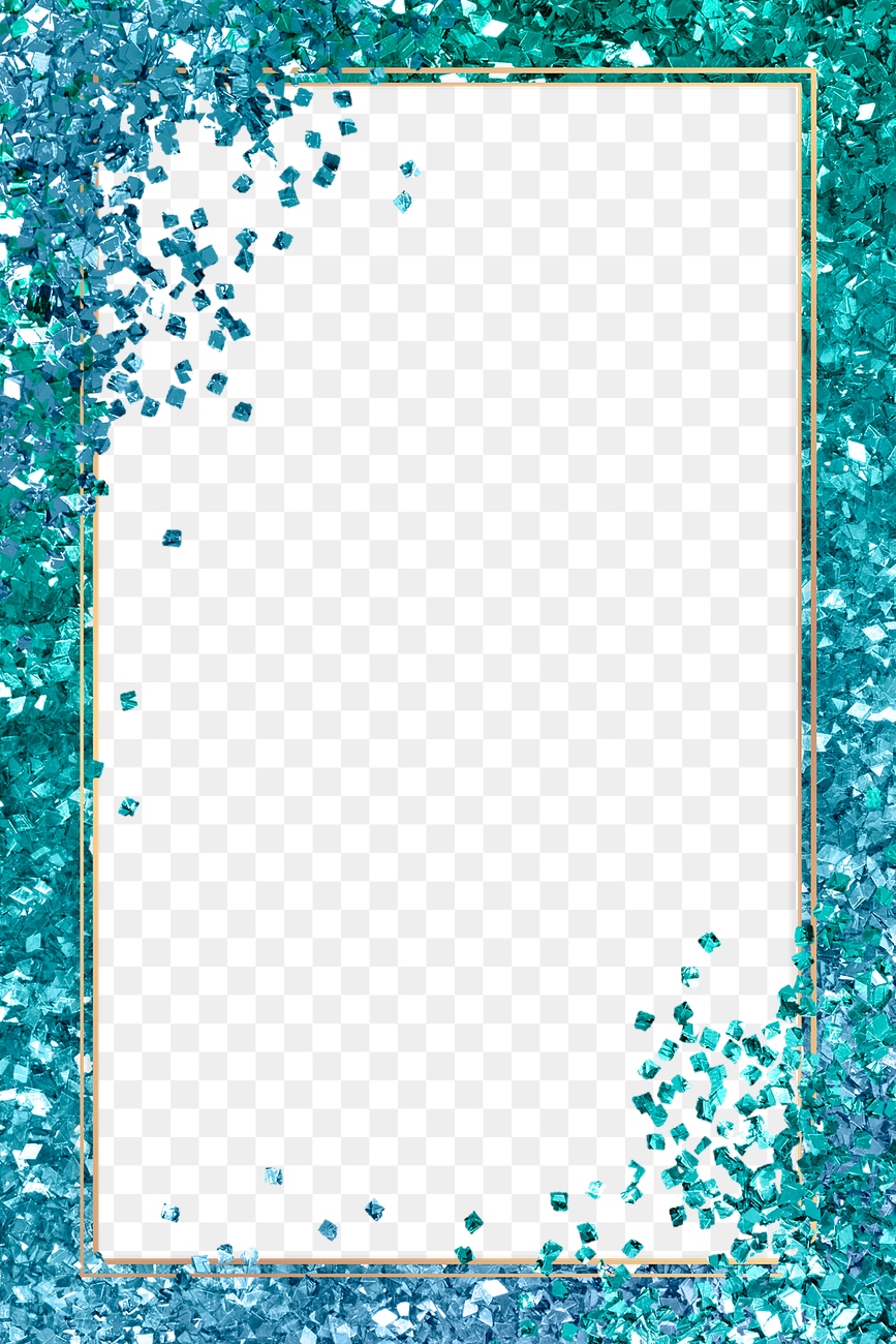 Glitter frame png turquoise sparkly | Premium PNG - rawpixel