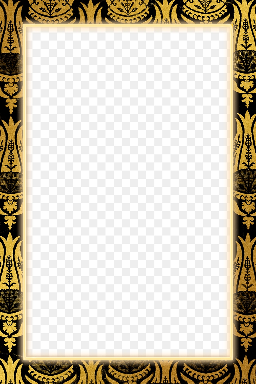 Floral golden frame pattern png | Free PNG - rawpixel