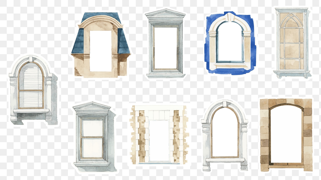 Vintage window architecture png collection | Premium PNG - rawpixel