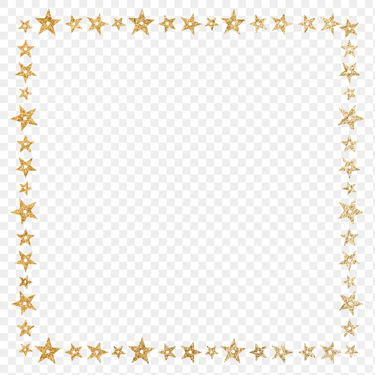 Gold sparkling star square border | Premium PNG - rawpixel