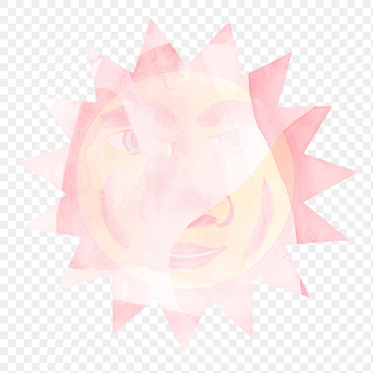 Pink celestial sun face with ray | Free PNG Sticker - rawpixel