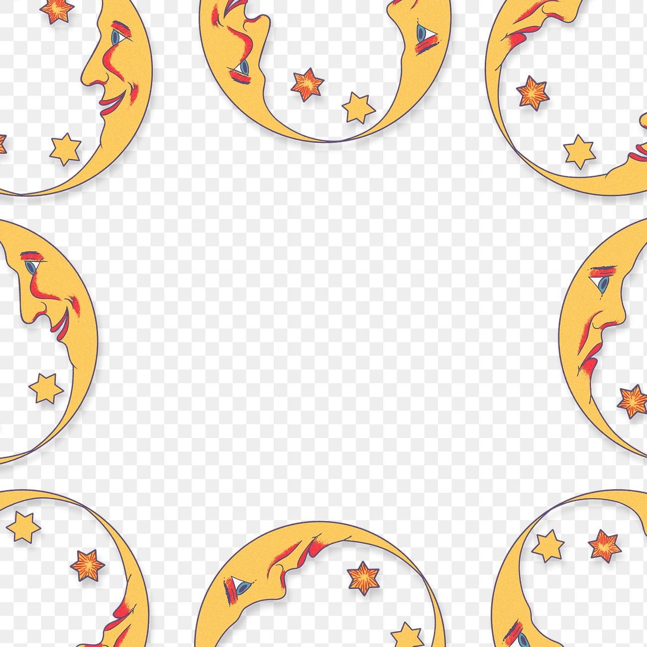 Vintage celestial moon face frame | Premium PNG - rawpixel