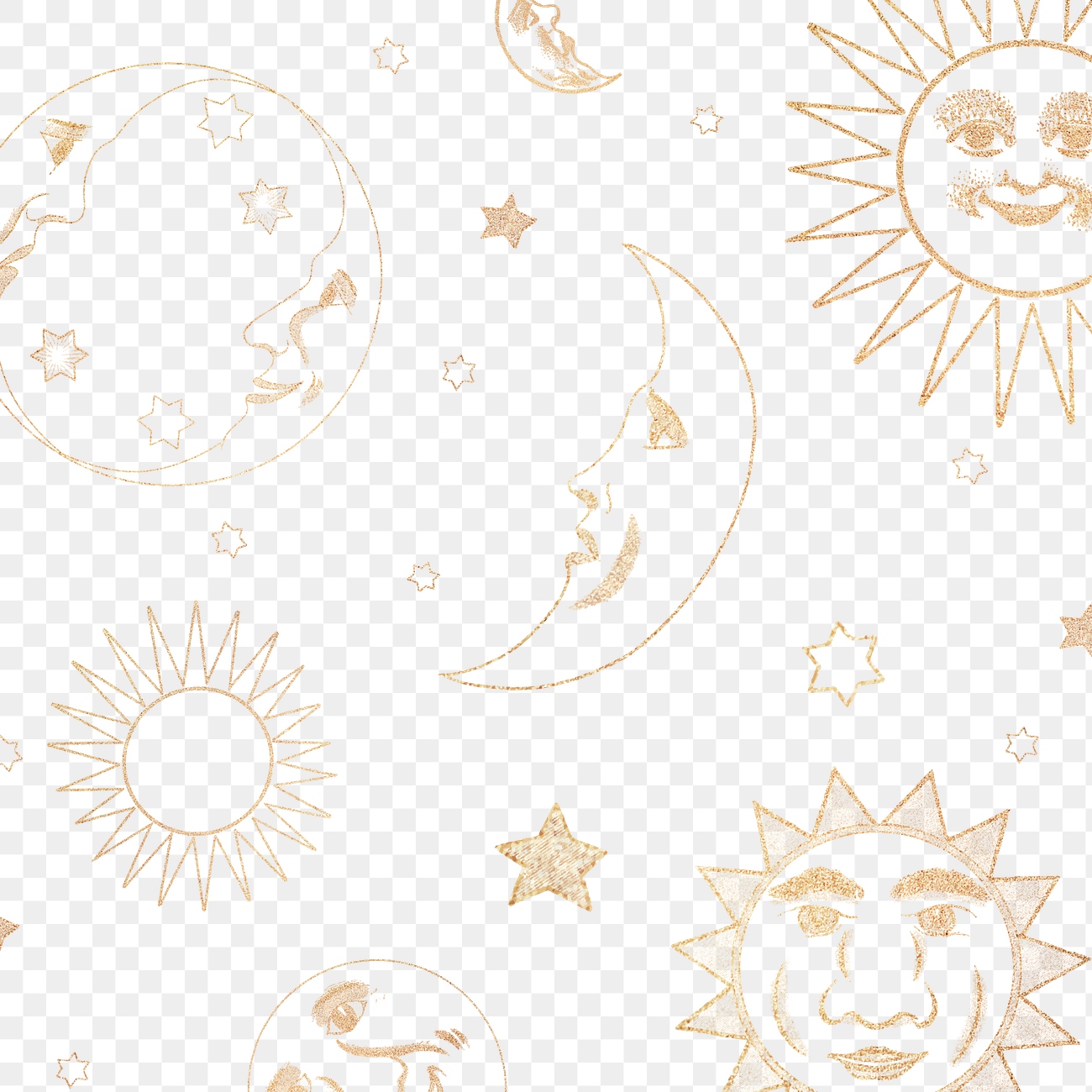 Gold celestial sun moon stars | Premium PNG - rawpixel