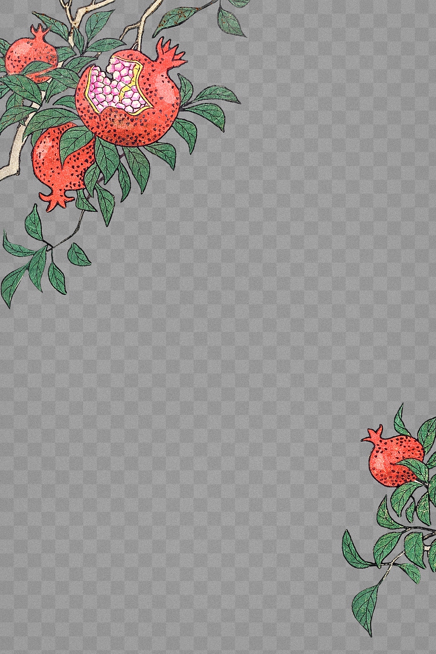 Pomegranate border frame design element | Premium PNG - rawpixel