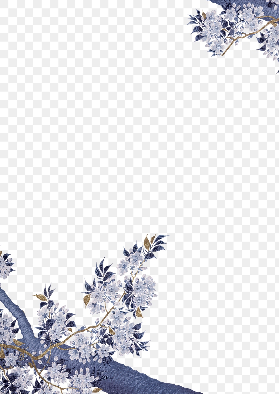 Indigo blue floral frame design | Premium PNG - rawpixel