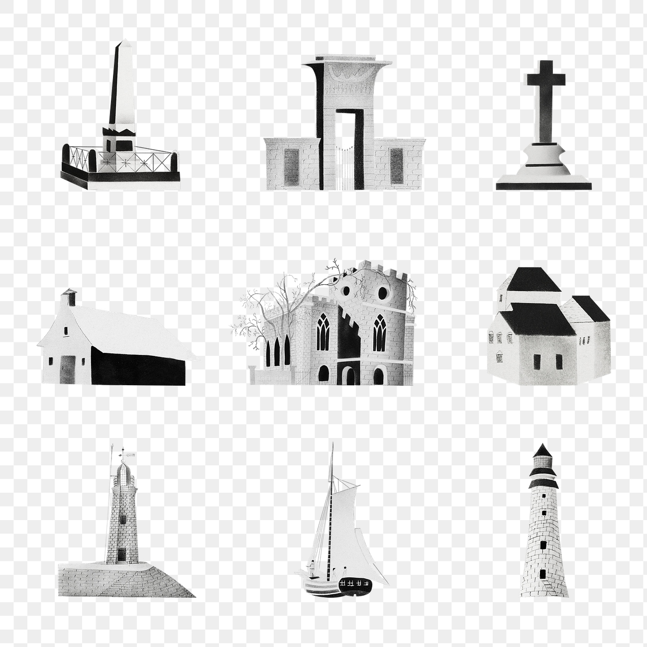 Vintage hand drawn building design | Premium PNG - rawpixel