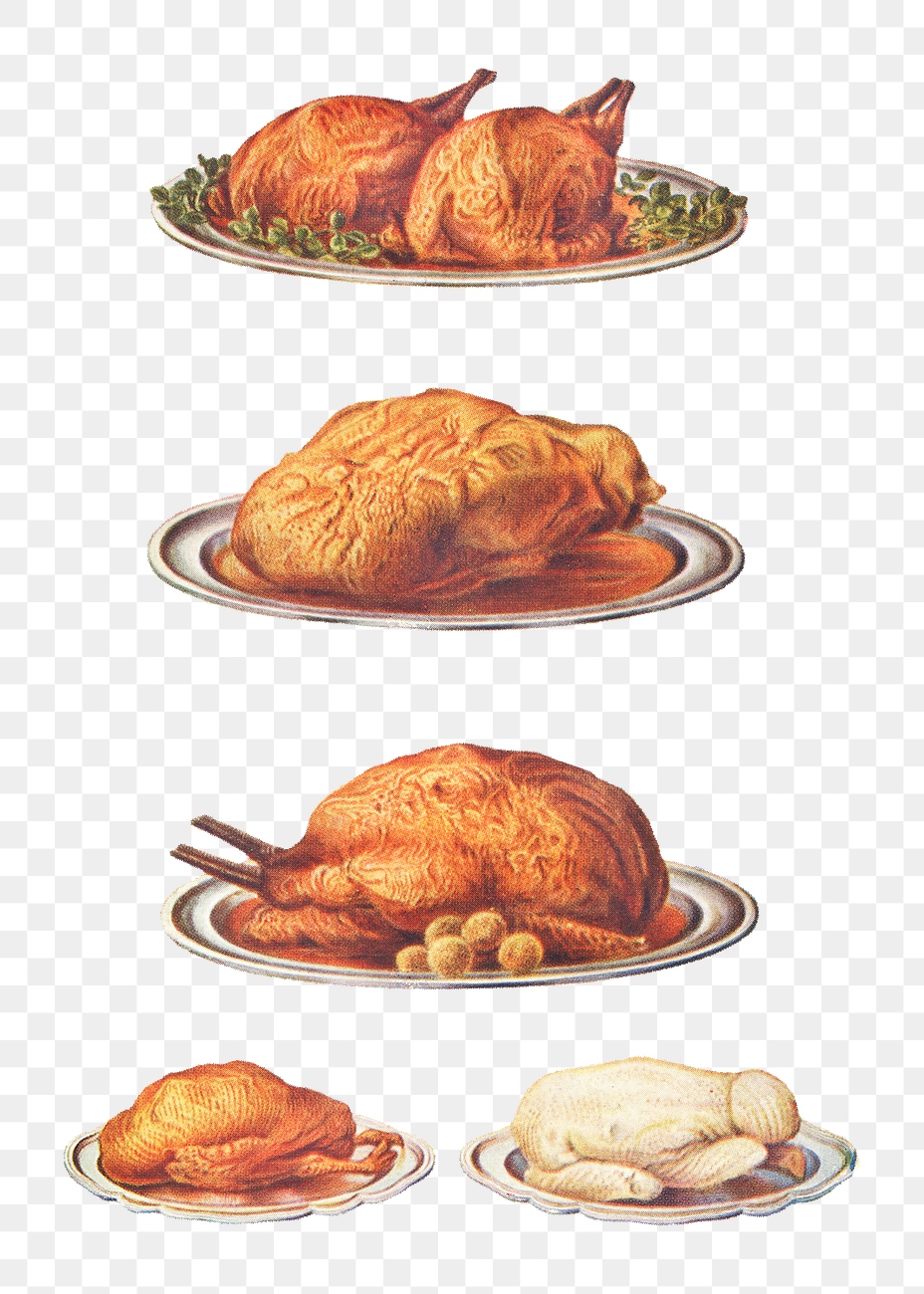 Vintage poultry dishes roast fowls, | Premium PNG - rawpixel
