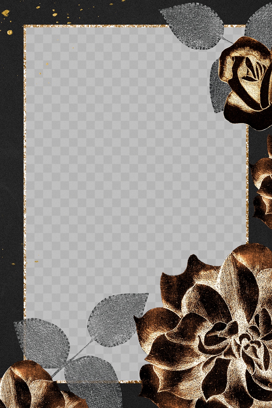 Vintage glittery gold roses frame | Premium PNG - rawpixel