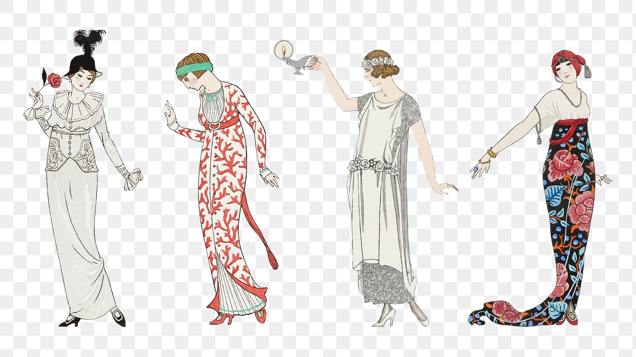 1920s women's fashion png set | Premium PNG - rawpixel