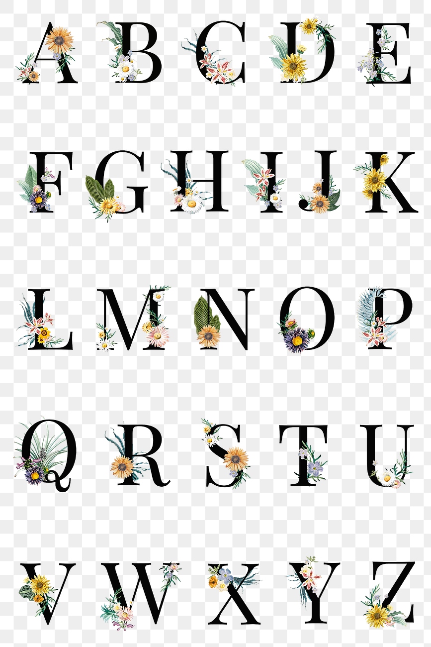 Flower alphabet png floral typography | Premium PNG - rawpixel