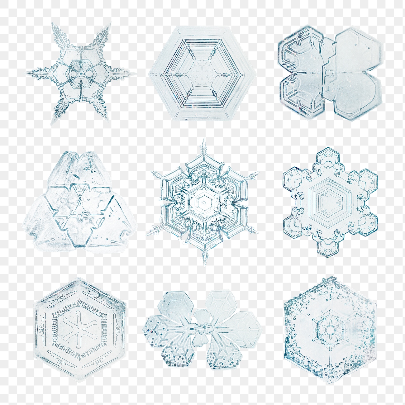Snowflake transparent set Christmas ornament | Premium PNG - rawpixel