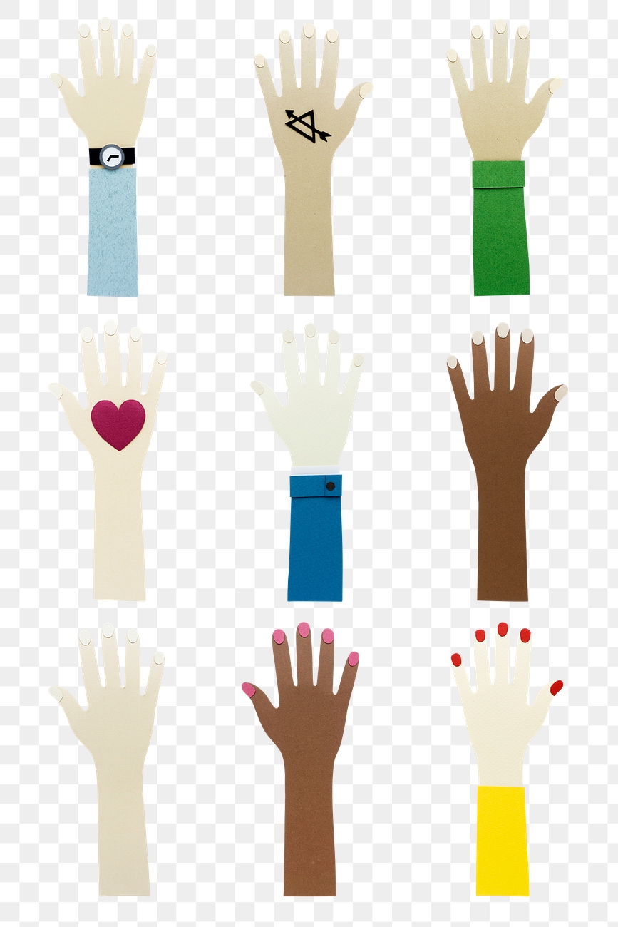 Paper craft hands diversity and | Premium PNG - rawpixel