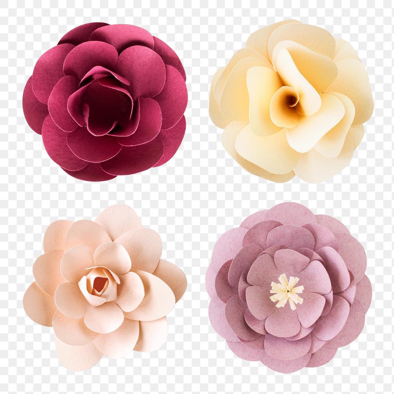 Pastel paper flower png set | Premium PNG - rawpixel