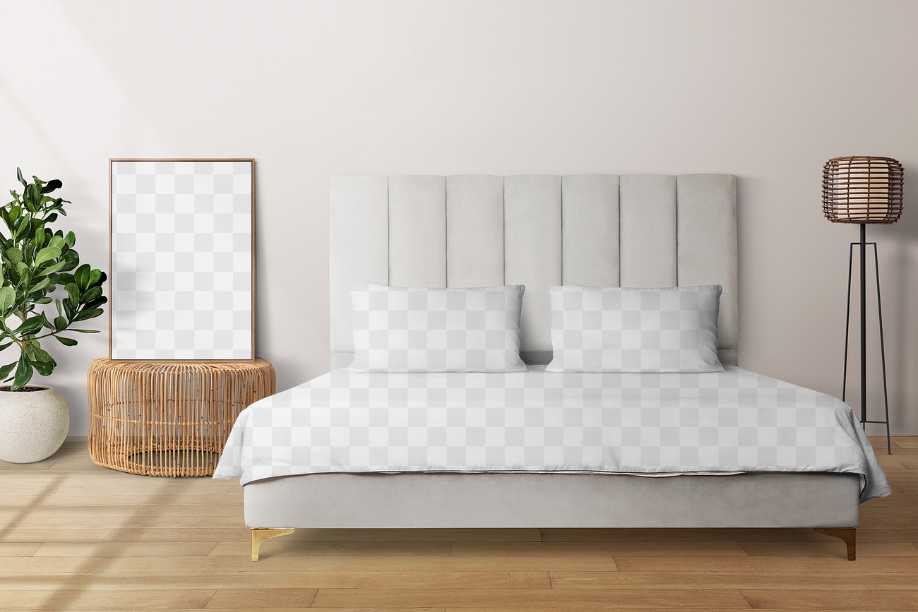 Bedding png mockup minimal bedroom | Premium PNG - rawpixel