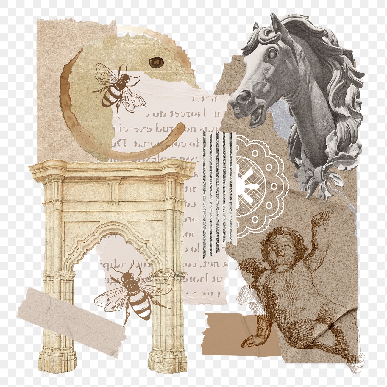 Vintage aesthetic ephemera png collage, | Premium PNG - rawpixel