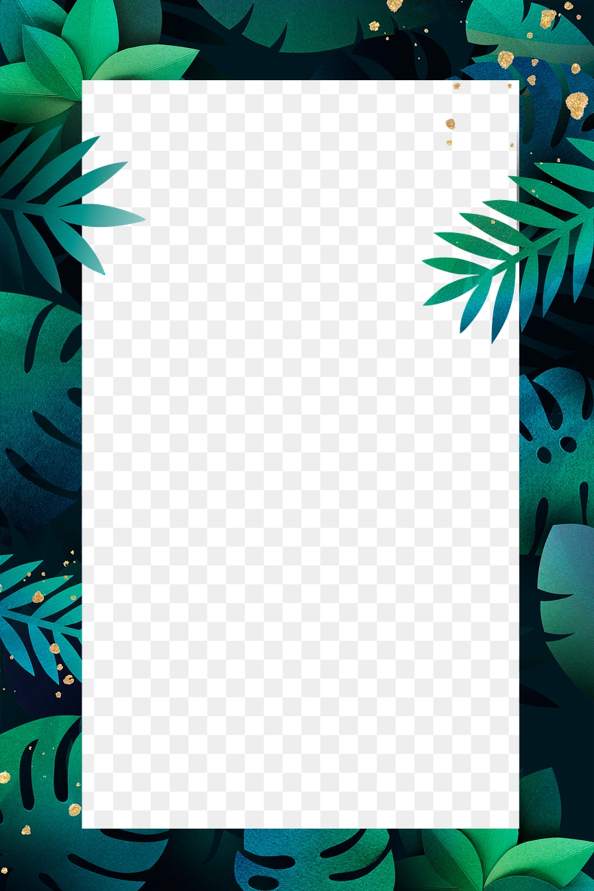 Green leaf patterned frame design | Premium PNG - rawpixel