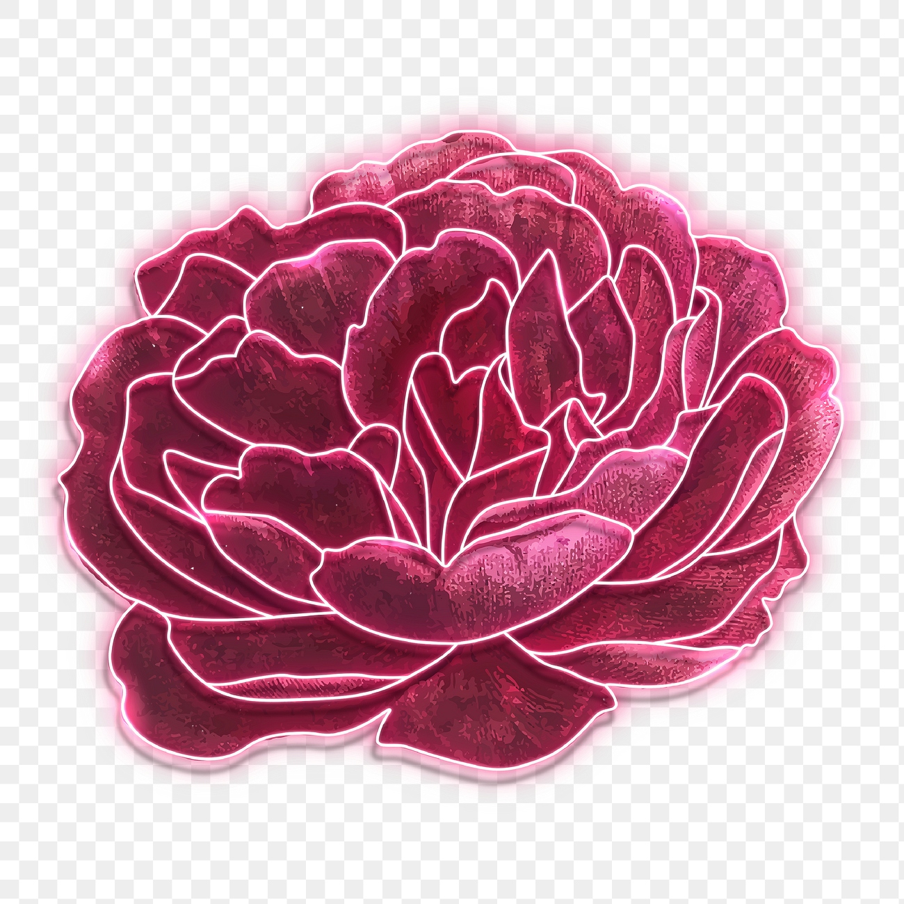 Red neon rose transparent png | Premium PNG Sticker - rawpixel