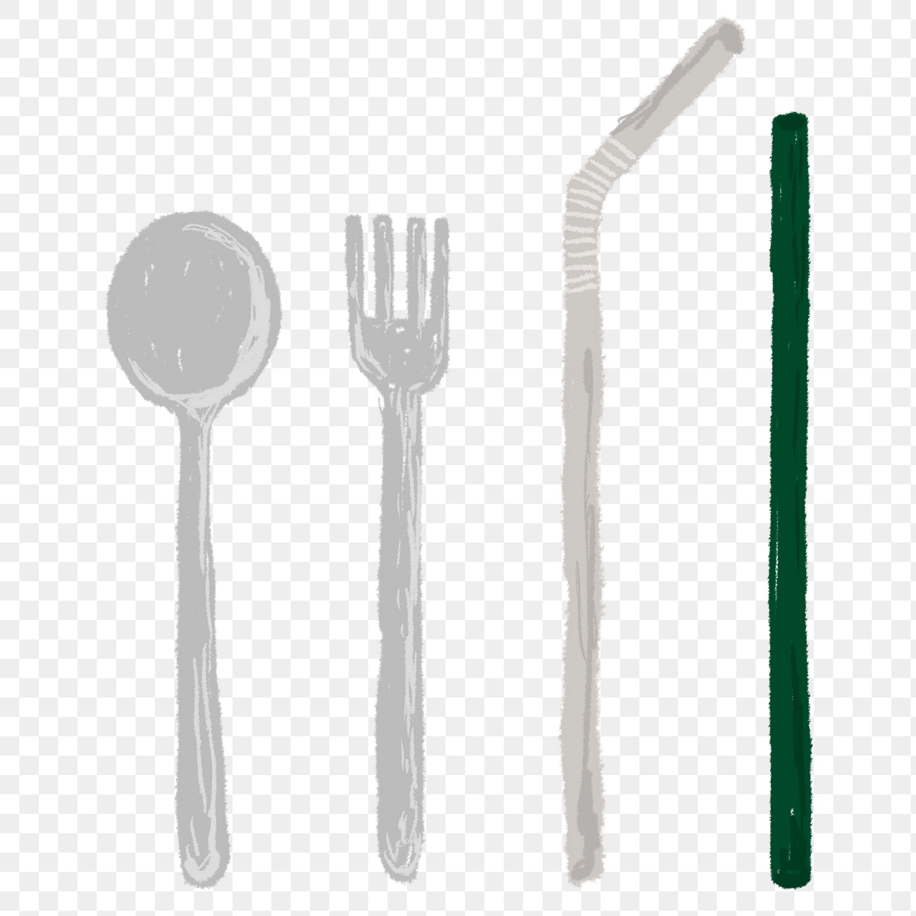 Plastic utensils and straws sticker | Premium PNG - rawpixel