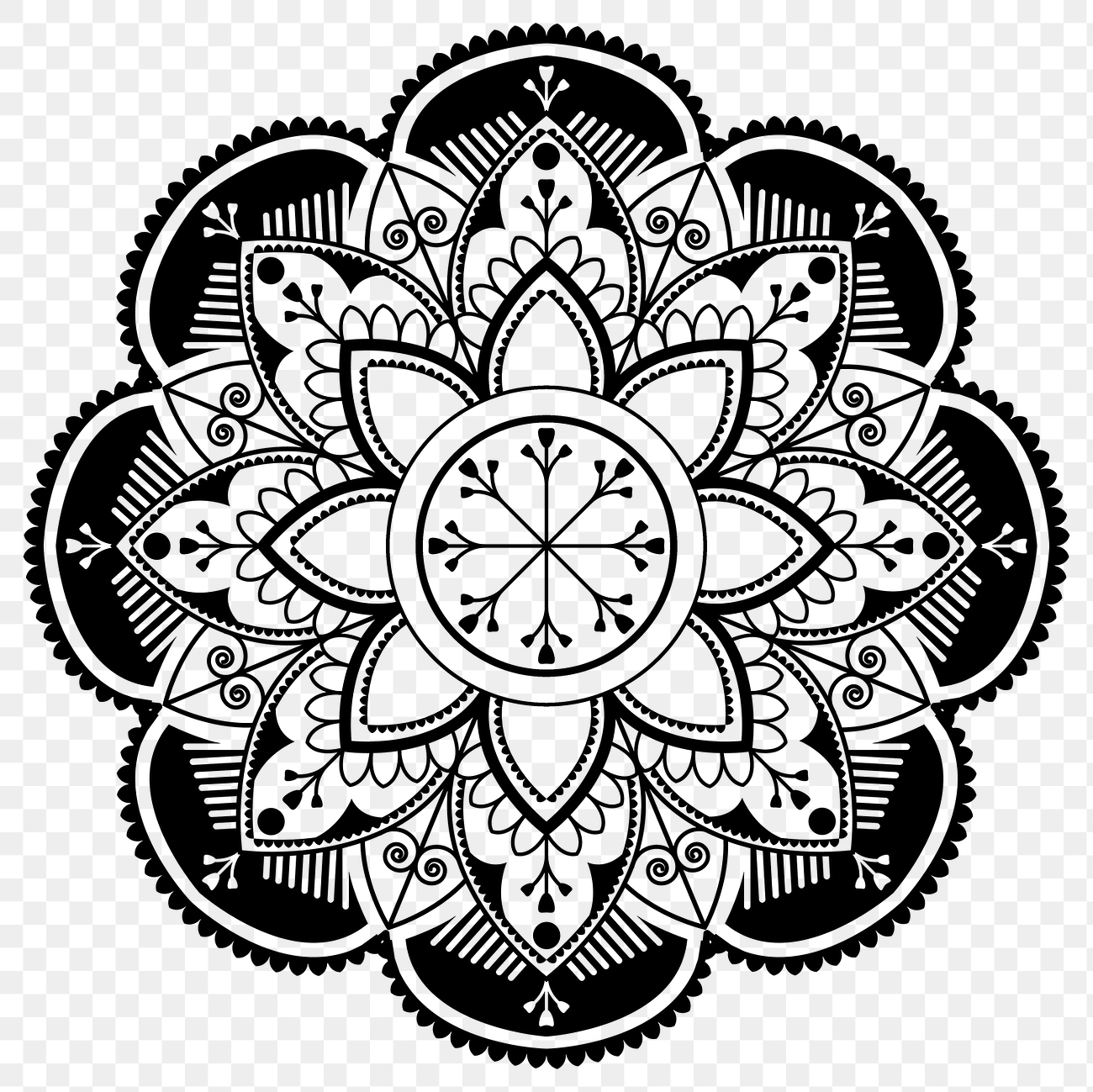 Black arabesque patterned design element | Premium PNG Sticker - rawpixel